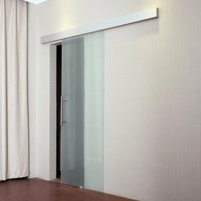 HOMCOM Skleněné posuvné dveře komplet posuvné dveře, pokojové dveře s madlem, jednostranně satinované, 2050x900mm