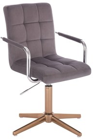 LuxuryForm DESIGN Otočná židle VERONA VELUR na zlatém kříži - tmavě šedá