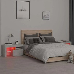 Noční stolky 2 ks s LED osvětlením betonově šedé 70x36,5x40 cm 3152773