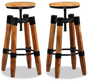 Barové stoličky 2 ks masivní mangovníkové dřevo - Default Title