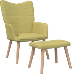 vidaXL Relaxační křeslo se stoličkou textil [327938] Barva: Zelená