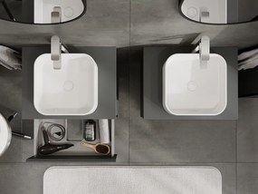 Mexen Rivel, koupelnová skříňka 60 cm, 2 zásuvky, drážkovaná, grafitová matná, 91A20-06047-2-BFF66