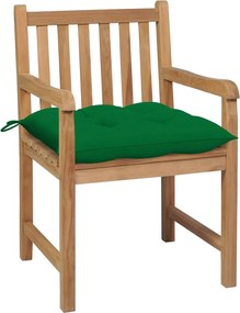 Zahradní židle 2 ks zelené podušky masivní teak 3062750