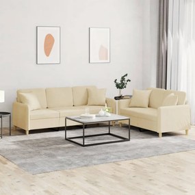 2dílná sedací souprava s polštáři krémová textil 3202136