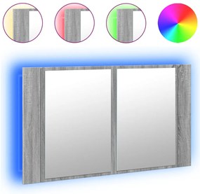 LED koupelnová skříňka se zrcadlem šedá sonoma 80x12x45cm akryl - Default Title