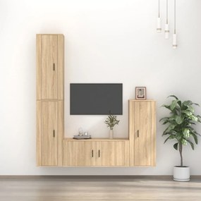 4Dílný Set Tv Skříněk Kompozitní Dřevo - Bílá s vysokým leskem