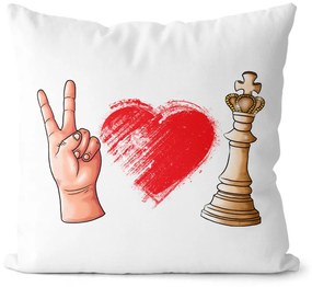 Polštářek Love Chess (Velikost: 40 x 40 cm)