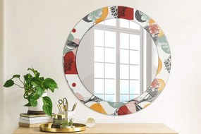 Kulaté dekorativní zrcadlo Abstrakce s ptáky fi 60 cm