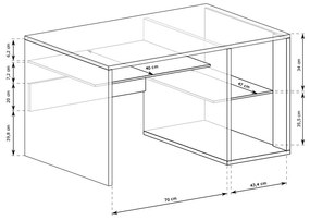 FONTI | psací stůl F-14 | 120 cm | dub karamel | s výsuvem na klávesnici