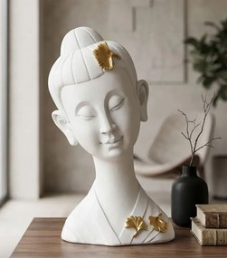 Dekorace na stůl Buddha A 21 cm bílá/zlatá