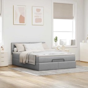 Osmanský postel s matrací světle šedá 140x190 cm textil 3311456