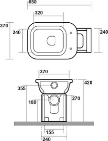 Kerasan Waldorf WC mísa 37 x 42 x 65 cm spodní zadní odpad bílá 411601