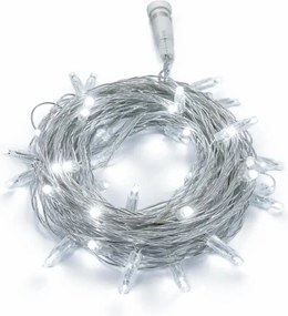 LED tekoucí světlo, 4 m, ledově bílá, 64 diod, čirý kabel, IP44, 24V