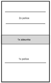 Mediolan - vitrína M3 + KOVOVÉ NOŽIČKY - natural hikora