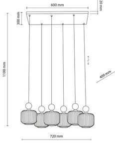 Lustr na lanku BALLO 6xE14/10W/230V béžová