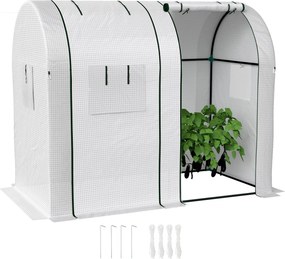 Zahradní skleník Outsunny 1,8 m² pro rajčata, rozměry 1,85D x 0,9Š x 1,5V m, 2 posuvné zipové dveře, 4 rolovací okna, ocel, PE, vysoká hustota 135 g/…