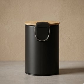 Odpadkový koš do koupelny s bambusem ZETRU, 3 l, černý