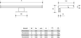 Koupelnové LED svítidlo nad zrcadlo Panlux ARVEN PN12100002 8W IP44 3000K stříbrná