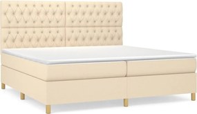 Box spring postel s matrací krémová 200x200 cm textil 3142606