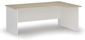 Rohový kancelářský psací stůl PRIMO WHITE, 180x120 cm, pravý, bílá/dub přírodní