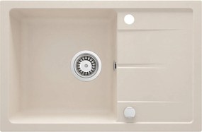 Deante Leda, granitový dřez na desku 670x440x164 mm Z/O, 3,5" + sifon, 1-komorový, béžová, ZRD_5113
