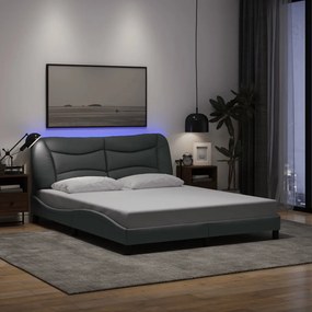Rám postele s LED bez matrace Hvar Světle šedá 160x200 cm Látka 3213711