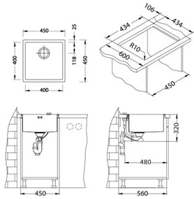 ALVEUS 1103381 - Kuchyňský dřez QUADRIX 45x45 cm monarch bronz
