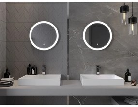 Mexen Oro, kulaté LED podsvícené koupelnové zrcadlo 50 cm, 6000K, topná podložka proti zamlžování, 9824-050-050-611-00