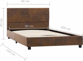 Rám postele hnědý umělá broušená kůže 90 x 200 cm 284780