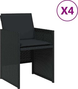 vidaXL Zahradní židle s poduškami 4 ks černé polyratan [4007436]