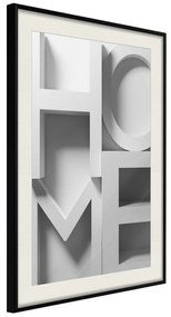 Plakát Home in grey - anglický nápis s 3D efektem na světlém pozadí