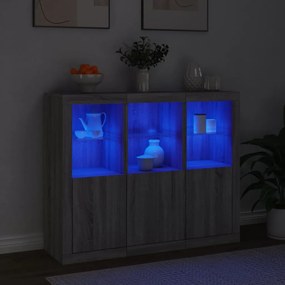 Příborníky s LED osvětlením 3 ks šedé sonoma kompozitní dřevo 3209105