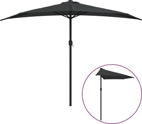 Slunečník na balkon hliníková tyč černý 300x155x223 cm půlkruh 312504