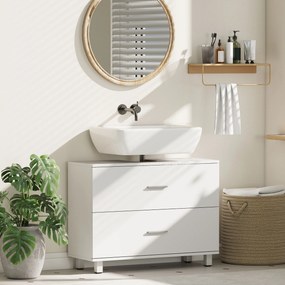 HOMCOM skříňka pod umyvadlo s 2 zásuvkami, moderní bílá, pro umyvadla bez podstavce — 80 x 30 x 60 cm