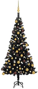 Umělý vánoční stromek s LED a sadou koulí černý 120 cm PVC,  3077502 HangarStore.cz