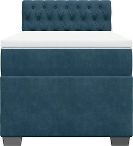 Box spring postel s matrací modrá 90 x 190 cm samet 3288496
