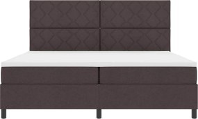 Postel s boxspringem s čelo Tmavě hnědá 200 x 200 cm textil 3339493