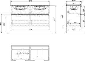 Sapho Cirasa koupelnová skříňka 121 x 66 x 46 cm bílá lesk CR121-3030-21