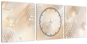 Obraz něžných koulí - abstraktní (s hodinami) (90x30 cm)