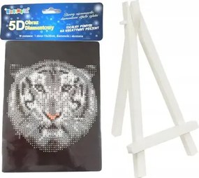NORIMPEX Diamantové malování Bílý tygr / 15x20 cm / se stojánkem