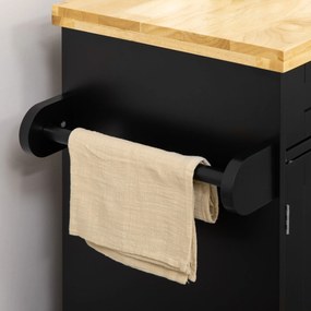 HOMCOM Kuchyňský vozík Servírovací vozík s pracovní deskou a stojanem na kořenky Držák na ručníky do obývacího pokoje a jídelny 109x40x89cm |