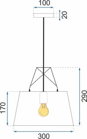 Toolight Toolight, závěsná kovová stropní lampa 1xE27 APP422-1CP, černá, OSW-00552