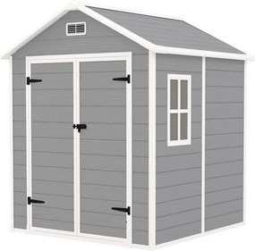 Outsunny zahradní nářaďový sklad 2,4m², voděodolný zahradní domek s pultovou střechou, 182x151x219/181 cm, nářaďový sklad s uzamykatelnými dveřmi, ok…