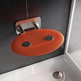 Ravak Ovo P II - Sprchové sedátko Orange, 410x350 mm, nerez/průsvitně oranžová B8F0000050