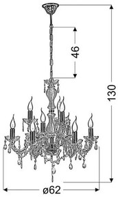 Lustr na řetězu MARIA TERESA 9xE14/40W/230V
