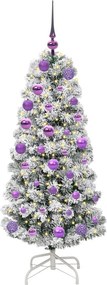 Umělý Skládací Vánoční Strom 150 LED Zelená a bílá 120 cm 3395583