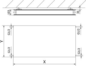 Mexen CHF20 Hygiene Flat deskový radiátor 500 x 1600 mm, boční připojení, 1380 W, bílý - W420HF-050-160-00