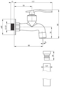 Deante Deante, baterie na studenou vodu s 1/2" a perlátorem a adaptérem, chromová, BEZ_122L