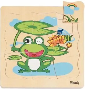 Woody Puzzle na desce ´´Vývoj žáby´´ / od 3 let