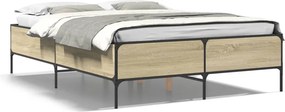 Rám postele dub sonoma 140 x 190 cm kompozitní dřevo a kov 3279808